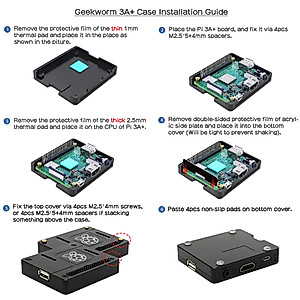 Geekworm Aluminum Case for Raspberry Pi 3A+, CNC Ultra-Thin Aluminum Alloy Metal Heatsink Case Compatible with Raspberry Pi 3 Model A+(Plus)/Raspberry Pi Model A+