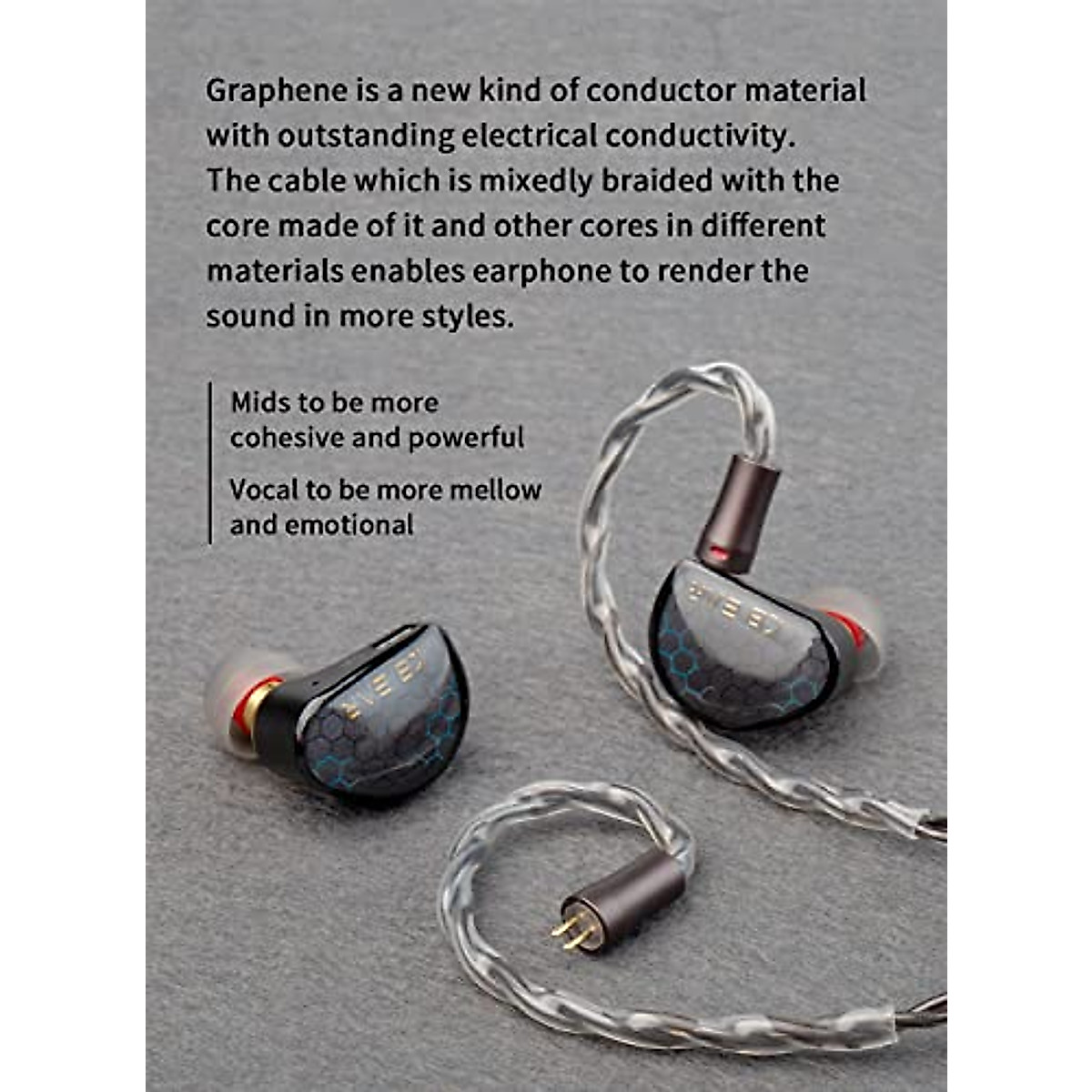 YINYOO Replacement Earphones Cable Kbear Copper-Silver Alloy Mixedly Braided Upgrade Cable for TIN Audio T2 T3 T2 PRO Shure SE215 SE535 UE900,BGVP Earphones (3.5mm Plug, mmcx)