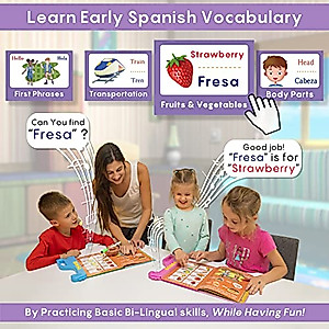 Curious 2 Learn ABC Learning for Toddlers, Busy Book, Speech Therapy, Alphabet Sound Book, Preschool Learning Activities, Letter Tracing, English & Spanish, Educational Toys - Age 3+ Girls / Boys