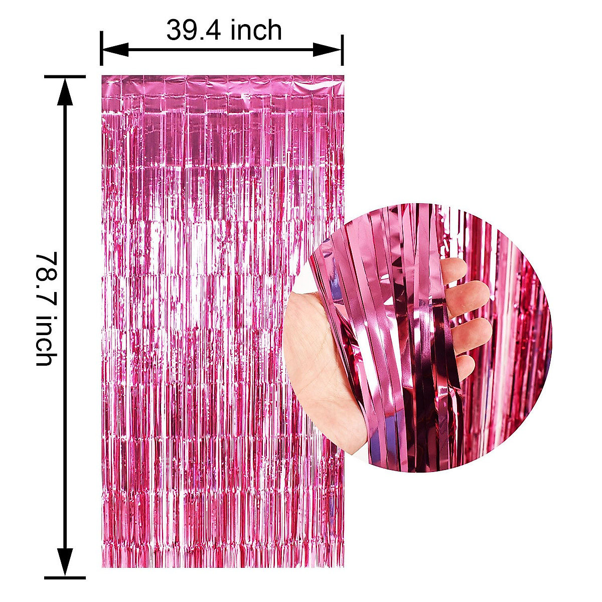 Miliocry 3 Pack 3.3 x 6.6 ft Pink Foil Fringe Curtains, Metallic Tinsel Curtain Backdrop for Parties, Door Wall Streamers, Glitter Streamer for Birthday, Photo Booth Props, Christmas Party Decor