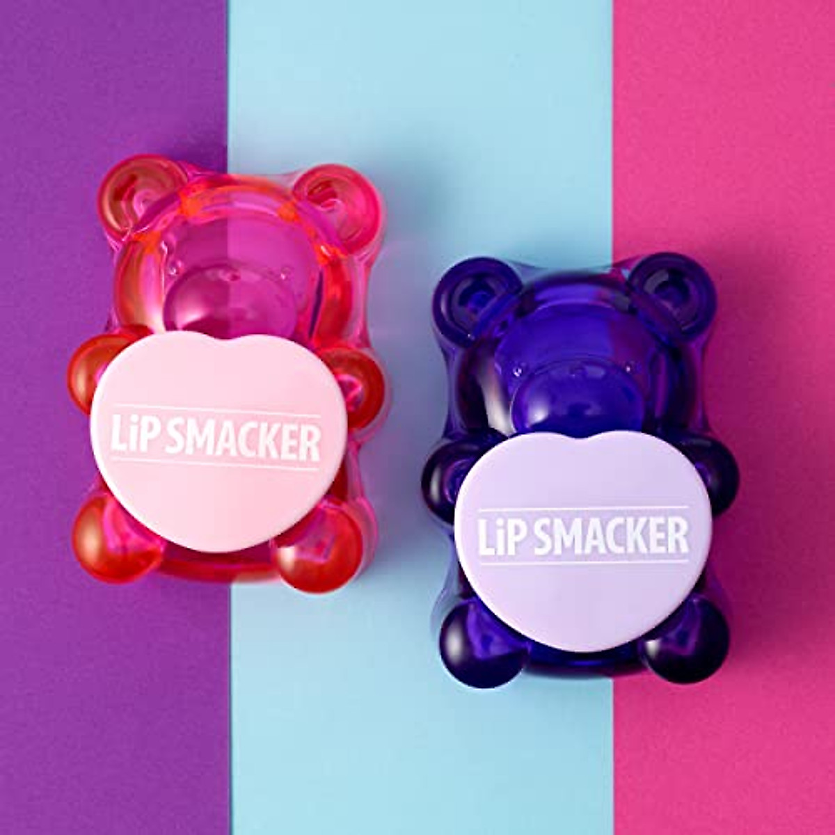 Lip Smacker BFF Sugar Bear Lip Balm Duo- Pink & Purple Luv U Straw-Beary Much! / Grapeful-4-U!