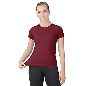 MathCat Workout Shirts for Women,Workout Tops for Women Short Sleeve,Yoga T Shirts for Women,Breathable Athletic Gym Shirts Burgundy