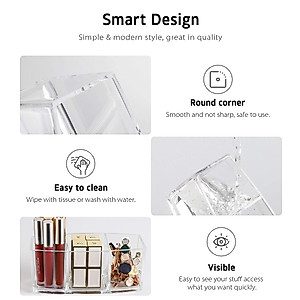Syntus Makeup Brush Holder Organizer, Acrylic 3 Slot Large Capacity Cosmetic Brushes Storage Box, Clear