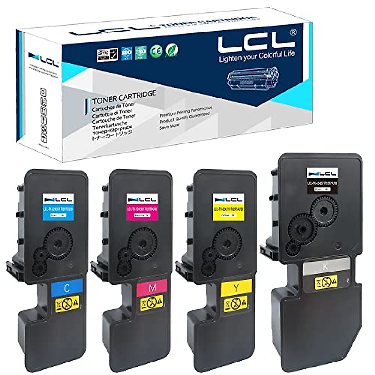 LCL Compatible Toner Cartridge Replacement for Kyocera TK-5242 TK5242 TK-5242K TK-5242C TK-5242M TK-5242Y 1T02R70US0 1T02R7CUS0 1T02R7BUS0 1T02R7AUS0 (4-Pack Black Cyan Magenta Yellow)