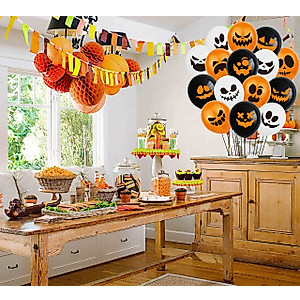 TUWUNA Halloween Party Decoration 60Pcs Halloween Balloons 12 Inch Latex Balloons 15 Styles Pumpkin and Ghost Face Balloon for Kids Birthday Party Favor Supplies Decorations Perfect for Your Party