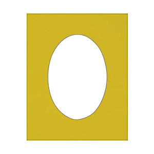 12x18 Mat Bevel Cut for 10x16 Photos - Precut Yellow Oval Shaped Photo Mat Board Opening - Acid Free Matte to Protect Your Pictures - Bevel Cut for Family Photos, Pack of 1 Matboard Show Kit With Acid