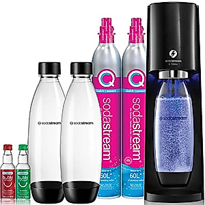 SodaStream E-TERRA Sparkling Water Maker Bundle (Black), with CO2, Carbonating Bottles, and bubly Drops Flavors