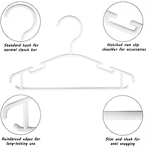 GoodtoU Plastic Kids Hangers, 60 Pack, White, Lightweight, Suitable for 0-6 Years, Holds Clothes and Organizes Closets