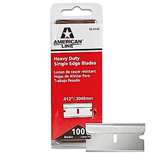 American Line Single Edge Razor Blades - 100-Pack - 0.012" Heavy Duty High Carbon Steel for Extra Durability and Long Life - 66-0448