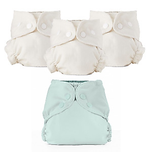 Esembly Cloth Diaper Bundle Set (Size 1, Mist), Rash Relief Cream (3 oz), Everyday Balm (4 oz), Wipe Up Wash Kit and 12pk Wipe Ups Bundle - Complete Diapering Package for Babies