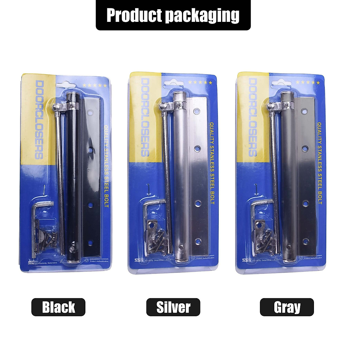 SooGree Safety Spring Door Closer, 304 Stainless Steel Noise Reduction Large Door Closer for Residential and Commercial - Silver