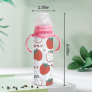 AGH 8OZ Sublimation Sippy Cups with Pink Handle, 4 Pack Sublimation Blank Kids Stainless Steel Tumblers Anti-drop Baby Bottle Stainless Steel Insulated Toddler Water Cups