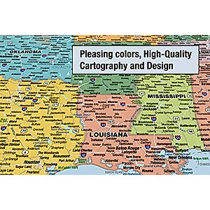 Laminated United States Voyager Map Poster | Bright Style Map | Includes The Most Legible Location Labels | 36” x 24” | Shipped Rolled in a Tube, Not Folded | Great for The Home or Classroom