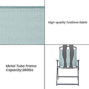 Crestlive Products 5 Piece Patio Dining Set with 4 Folding Chairs and Table Outdoor Dining Furniture with Square Glass Tabletop, Umbrella Hole for Bistro, Garden, Backyard, Deck(Green)