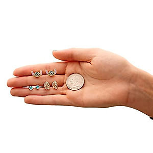 Disney Girls Stitch Earrings 3-Piece Set - Gold Plated 3 Stitch Stud Earrings for Girls - Officially Licensed Stitch Jewelry
