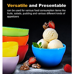 Bruntmor 8 oz Porcelain Bowls Set of 6 - for Ice Cream, Dessert, Soup, Small Side Dishes, Salad, Cereal, Rice - Microwave, Dishwasher and Oven Safe - Gradient Colors