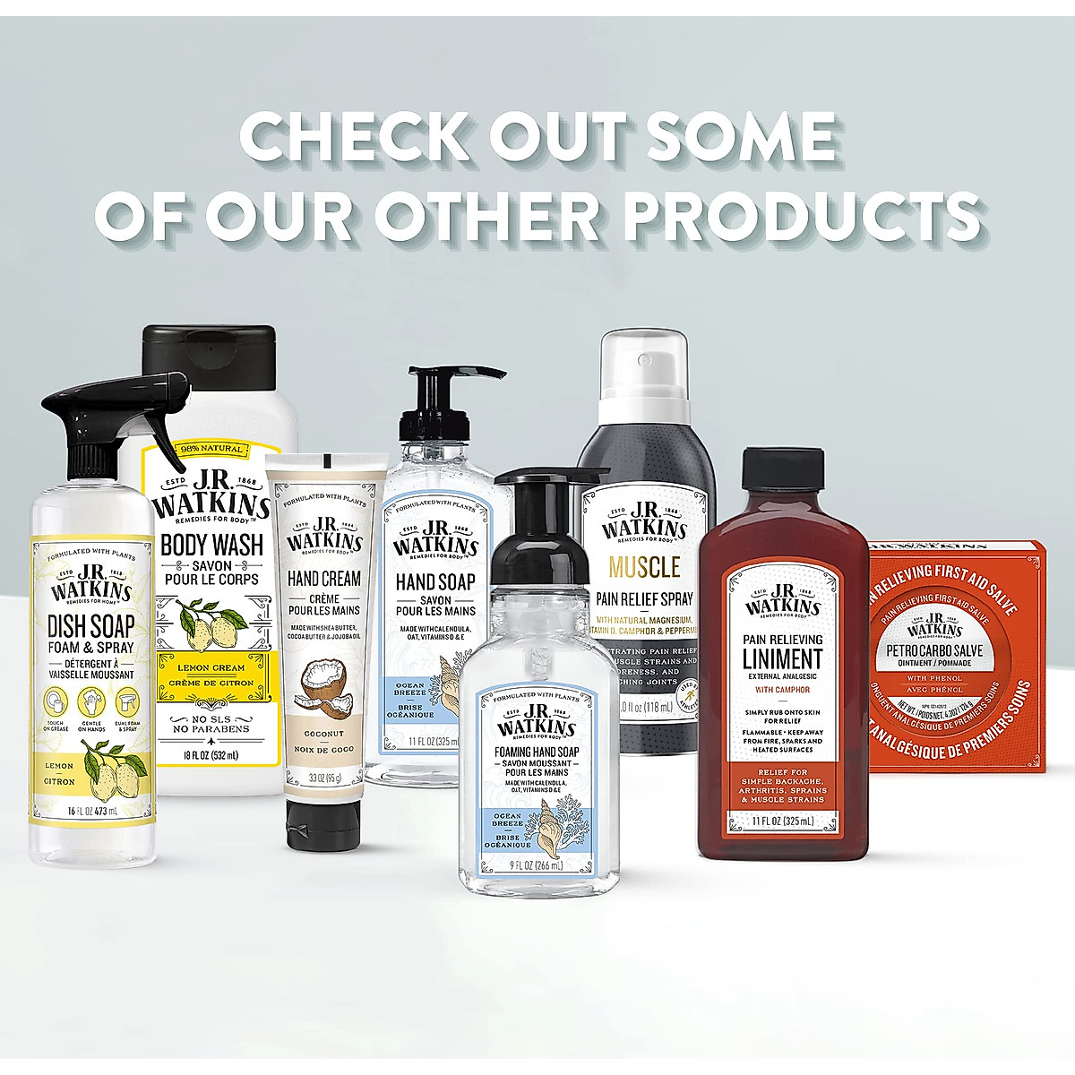 J.R. Watkins Foaming Hand Soap with Pump Dispenser, Moisturizing Foam Hand Wash, All Natural, Alcohol-Free, Cruelty-Free, USA Made, Lavender, 9 fl oz, 3 Pack