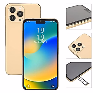 Vbestlife 6.1in Unlocked Smartphone 3G Cell Phone for Android, 6.1in HD Screen Dual Card Dual Standby Mobile Phone, 4000mAh Large Battery, Three Card Slots, Face Unlock(Gold)