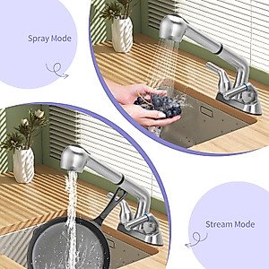 Utility Sink Faucet,Universal Laundry Tub ABS Plastic Faucet with Sprayer,Dual Handle Pull Out Faucet, Chrome Finish Laundry & Utility Room Sink Faucets,4 Inch Center Set