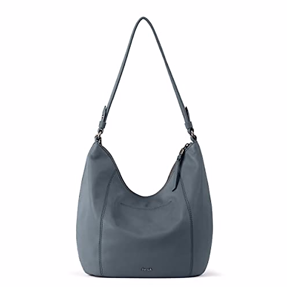 The Sak Sequoia Hobo Bag in Leather, Roomy Purse with Multi Use Design, Dusty Blue Crochet