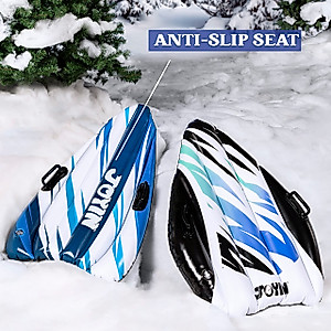 JOYIN Inflatable Snow Sleds (2 Pack), 40" Heavy Duty Snow Tube with Handles,Snow Sled for Kids and Adults Cold Resistant Winter Toys Gifts,Toboggan for Family Winter Outdoor Activities(Blue)