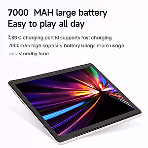 VINGVO HD Tablet, 5GWIFI 10 Inch Tablet 5MP Front 13MP Rear Night Reading Mode 100-240V Octa Core Processor IPS Screen for Android 11 for Reading (White)