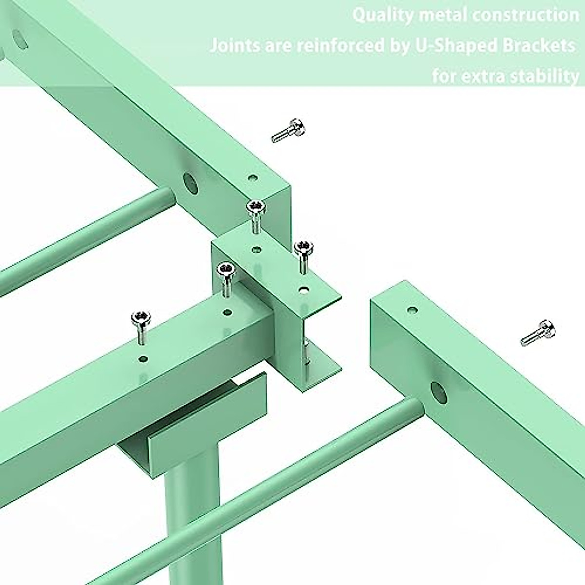 Twin Bed Frames with Storage for Girls Twin Beds for K'ids Metal Platform Bed Frame/Mattress Foundation/No Box Spring Needed/Steel Slat Support, Green