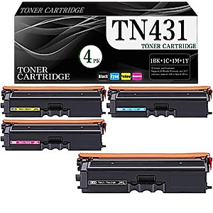 4-Pack (Black Cyan Magenta Yellow) TN431 TN431BK TN431C TN431M TN431Y Compatible Toner Cartridge Replacement for Brother HL-L8360CDWT L9310CDWTT DCP-L8410CDW MFC-L9570CDWT L9570CDW Toner Cartridge