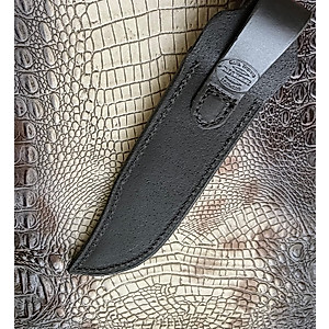 Carl Thomas Leathers Custom Leather Knife Sheath Fits Buck 120 Knife, Fixed Blade Knife Holder, Black, Sheath Only