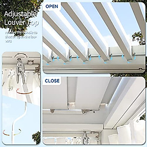 Joyside 12’ x 20’ Outdoor Louvered Pergola - Patio Aluminum Pergola with Adjustable Louvered Roof, Water-Proof Gazebo Sunshade Shelter with Netting Included, White Frame