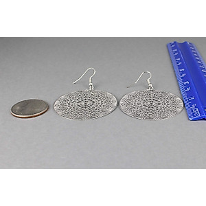 Silver filigree round disc earrings medallion 1 5/8 inches wide very lightweight circle cut out lace pattern