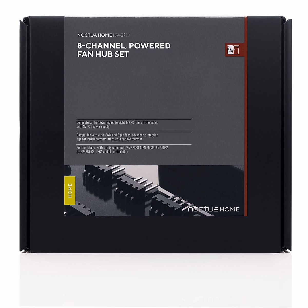 Noctua NV-SPH1, Powered Fan Hub Set with NV-PS1 230/115V AC to 12V DC Power Supply and NV-FH2 8-Way Fan Splitter Board, Ideal for Powering 12V PC Fans Off The Mains (Black)