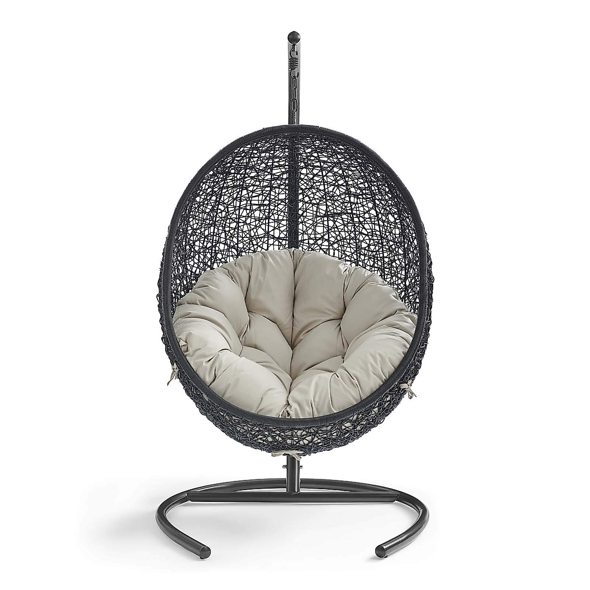 Modway EEI-739-BEI-SET Encase Wicker Rattan Outdoor Patio Porch Lounge Egg, Swing Chair with Stand, Beige