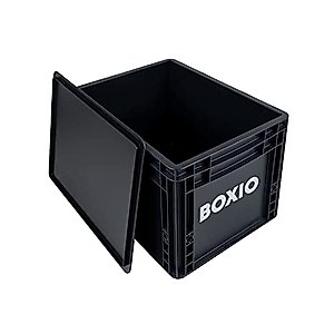BOXIO Solo: Storage box with lid – 14,7" x 11,8" x 11,0" – perfect plastic transport box for camping, boat or garden – stackable with other stacking boxes – Made in Germany