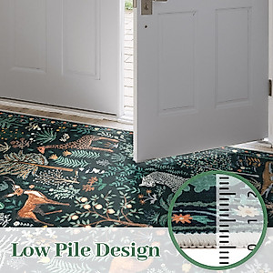 LEEVAN Jungle Area Rug Washable Christmas 6x9 Rug for Living Room, Low Pile Green Bedroom Rug Thick Abstract Animal Nursery Area Rug, Non Slip Carpet for Playroom