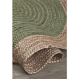 Fab Habitat Essentials Braided Area Rug - Teal - Handwoven, Natural Fiber, Soft Underfoot - Natural Jute - Bedroom, Living Room, Dining Room - 5ft Round