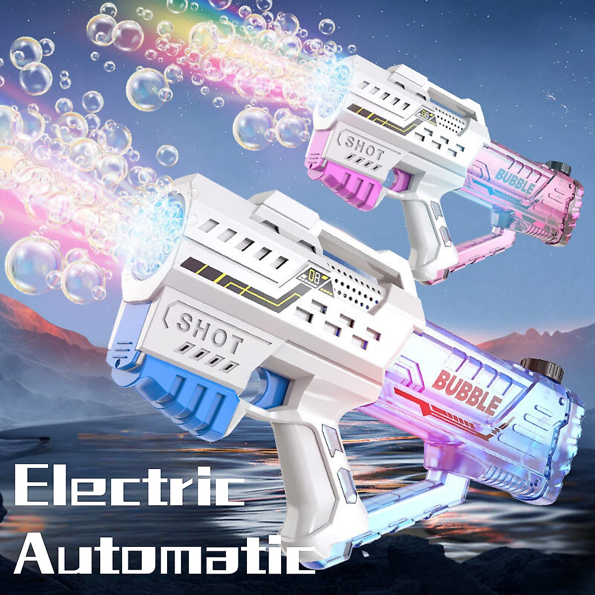 JoyPlanet Electric Massive Bubble Gun Automatic Bubble Machine Bubble Blower Bubble Maker 700 ml for Kids Boys Girls Adults Outdoor Summer Party Wedding Birthday Gifts (Blue)