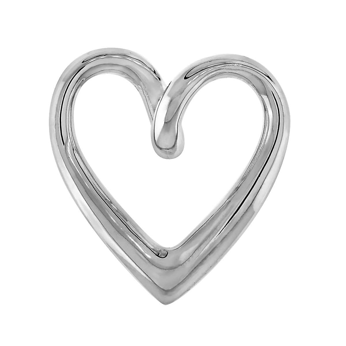 Sterling Silver Floating Heart Necklace Flawless Quality, 3/4 x 3/4 inch wide