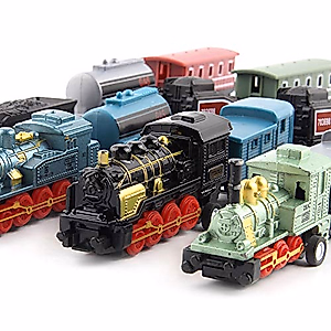 Exasinine Mini Simulation Steam Train Pull-Back Train Model Diecasts Locomotive, Set of 4