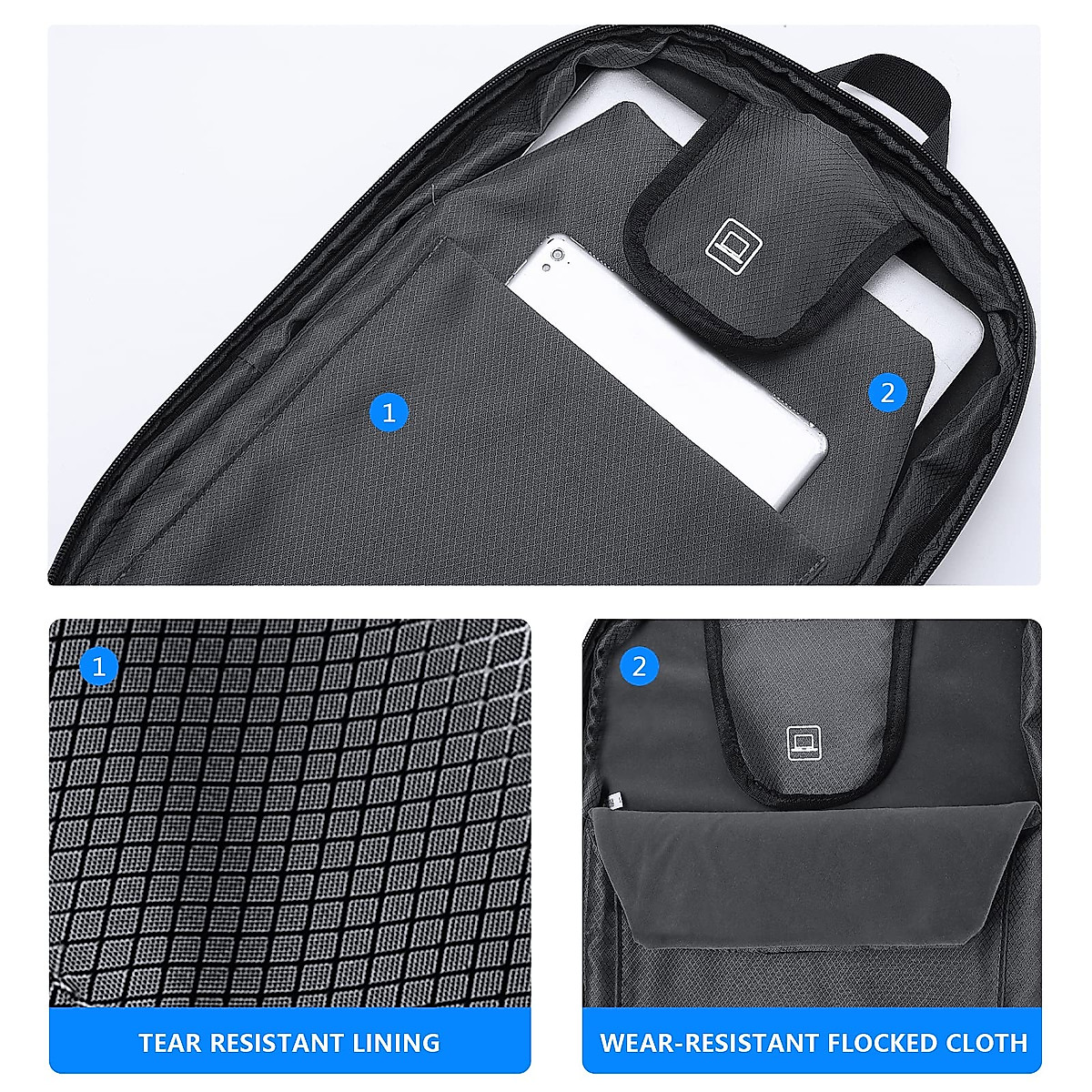 FENRUIEN Anti-Theft Hard Shell Backpack 15.6-Inch,Expandable Slim Business Travel Laptop Backpack for Men,Water-repellent Black Laptop Bag with USB Port