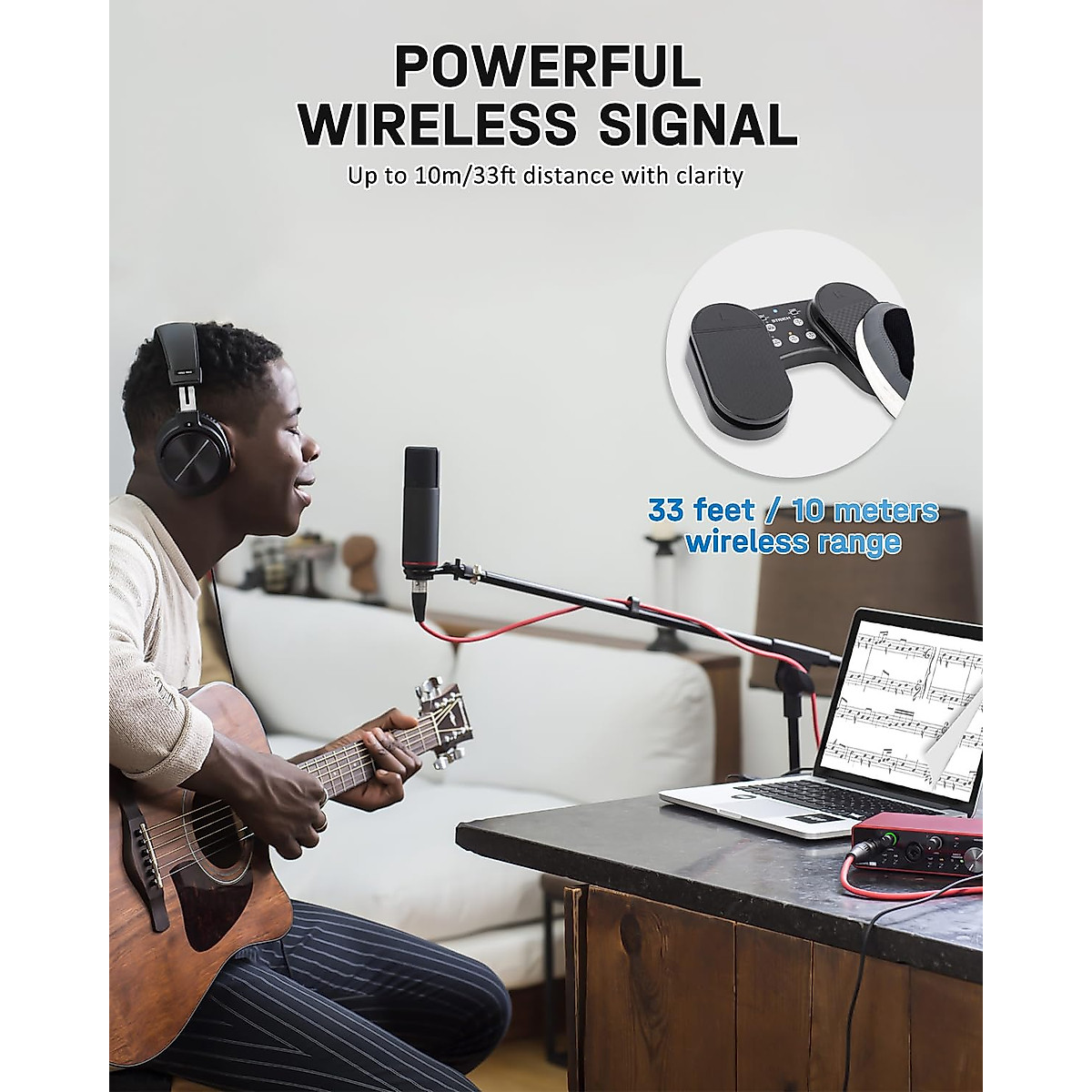 STRICH Wireless Page Turner Pedal for iPad, Rechargeable Music Page Turner Pedal, USB Silent Foot Pedal for Tablets Smartphones iPad Pro Multimedia Platforms PC, SPT-10