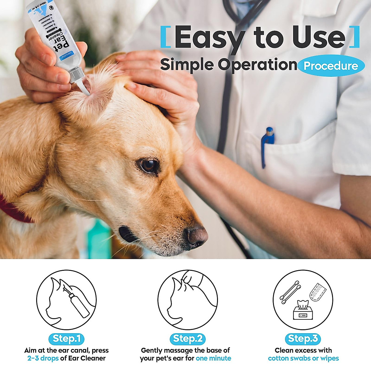 OBSEDE Dog & Cat Ear Cleaner - Dog Ear Cleaning Solution Naturally Reduce Dirt Wax Buildup Clear Ear Drops Wash Gently Soothing Odor Control Easy to Use Pet Supplies Fresh Scent, 8 oz