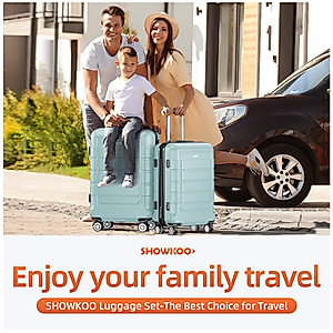 SHOWKOO Luggage Sets Expandable PC+ABS Durable Suitcase Double Wheels TSA Lock Mint Green­