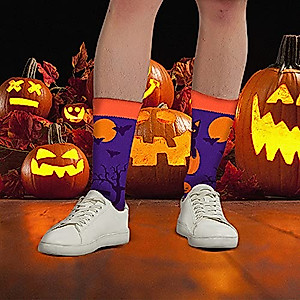Funny Halloween Socks for Men Women Teen Boys- Pumpkin Cat Fun Novelty Cute Crazy Funky Dress Crew Cool Socks - Halloween Gifts Stockings Costumes Gifts for Cat Lovers