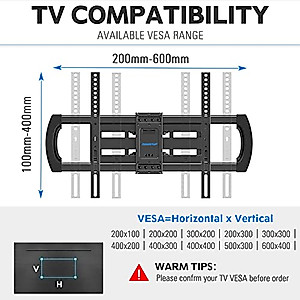 MOUNTUP TV Wall Mount, TV Mount Swivel and Tilt Full Motion for Most 42-82 Inch Flat Curved TVs, Wall Mount TV Bracket with Articulating Arm, Holds up to 100lbs Max VESA 600x400mm, Fits 12" 16" Studs