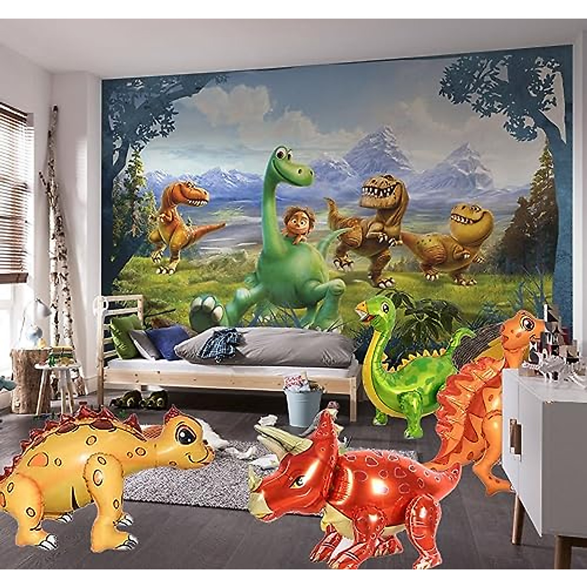 WEIKA Standing 3D Dinosaur Balloon, Cute Self Dino Aluminium Foil Balloons,Triceratops Red, Jungle Party, Dinosaur Party Decorations, Dinosaur Birthday Party Supplies