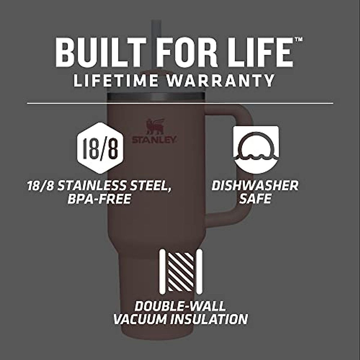 Stanley Quencher H2.0 FlowState Stainless Steel Vacuum Insulated Tumbler with Lid and Straw for Water, Iced Tea or Coffee, Smoothie and More, Pink Dusk, 40 oz