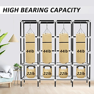 LOKEME Portable Closet，19mm Diameter Portable Closets for Hanging Clothes，Black Closet with 4 Hanging Rods and 8 Storage Shelves，Non-Woven Fabric，Easy to Assembly，67.9x18.4x70.8 Inches