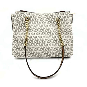 Michael Kors TEAGEN CHAIN SATCHEL SHOULDER BAG VANILLA PVC