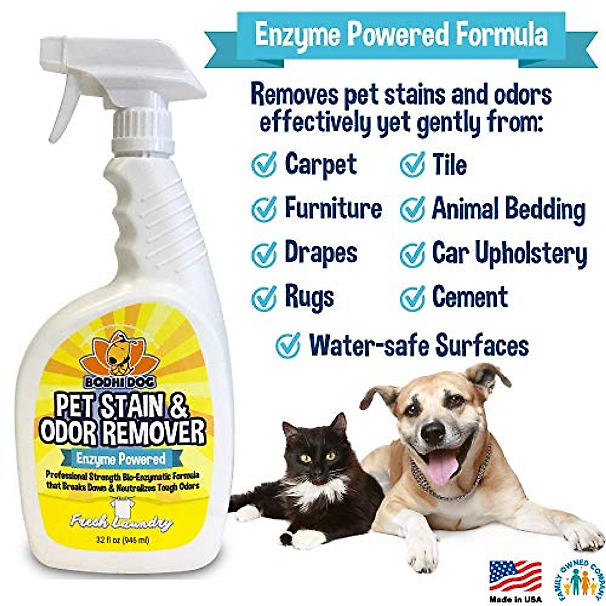 Bodhi Dog Natural Enzyme Powered Pet Stain and Odor Remover, 32 ounce